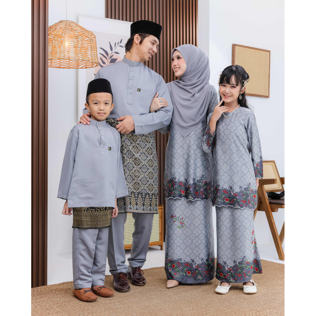 Set Family Kurung Suri Grey Baju Kurung Moden Ibu Anak Set Sedondon ...
