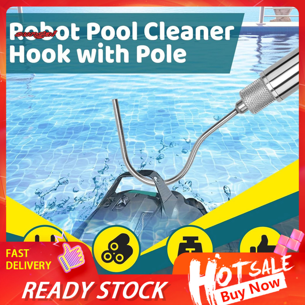 SUN_ Pool Robot Retrieval Hook Pool Cleaner Retrieval Hook Stainless ...