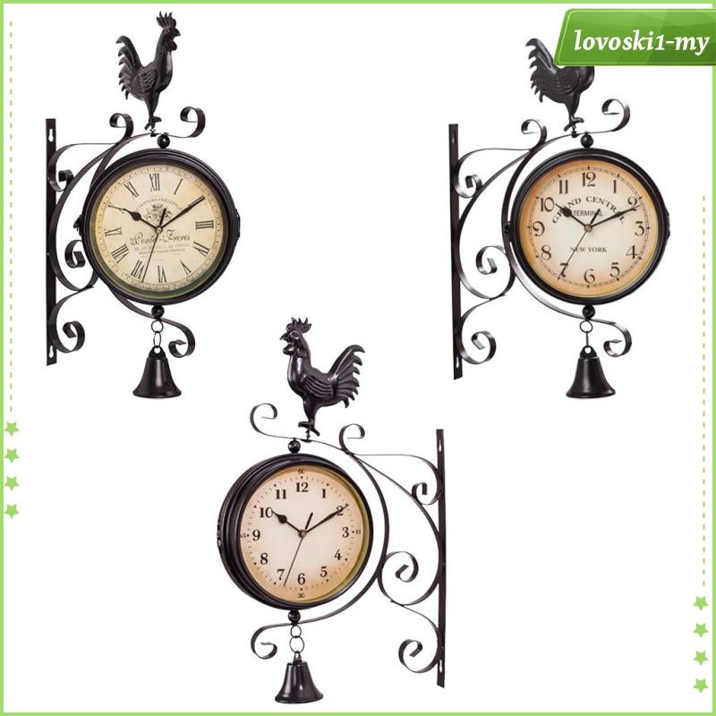[LovoskibcMY] Retro Wall Clock Round Vintage Station Double Faced Clock | Shopee Malaysia