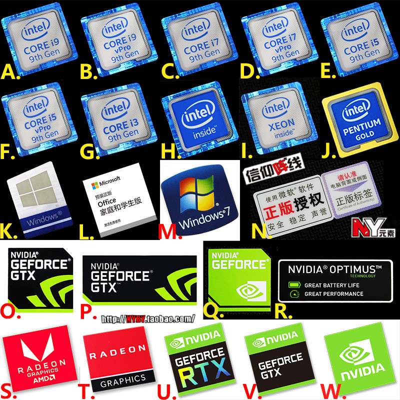 New Sticker Original core 9th Generation 9th Generation core i5 i7 I9 ...