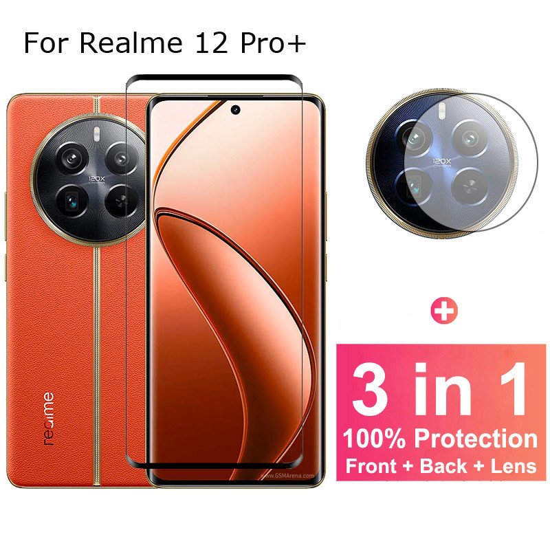 3 in 1 Realme 12 Pro Plus Tempered Glass Screen Protector For Realme ...