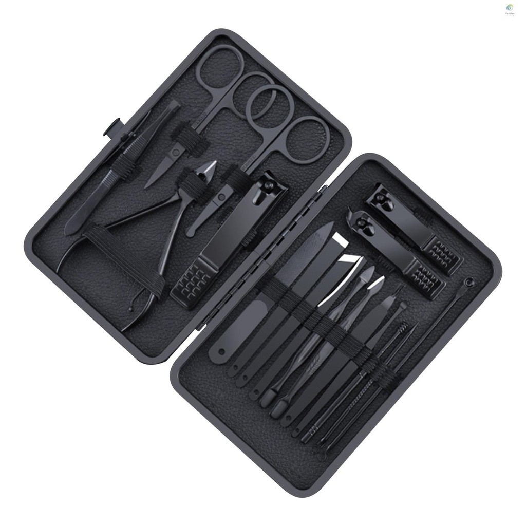 Flm 18pcs Manicure Set With Case Professional Pedicure Set Nail Clipper