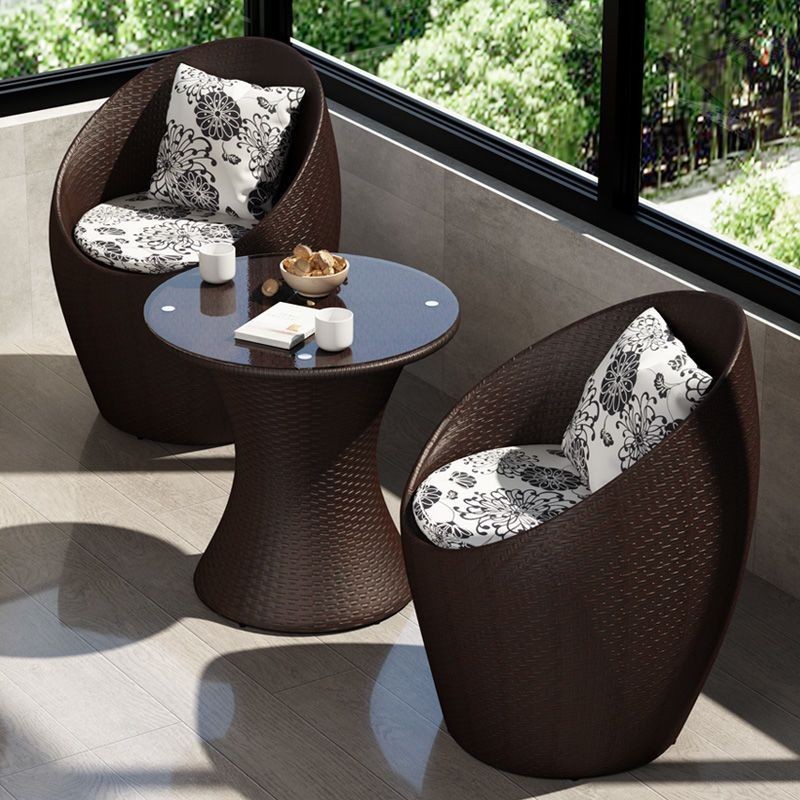 Rattan Chair Three-piece Set Balcony Small Table And Chairs One Table ...