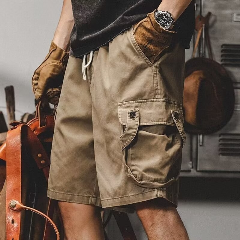 M-8XL American Fat Man Plus Size Cargo Shorts Men Loose Causal Khaki ...