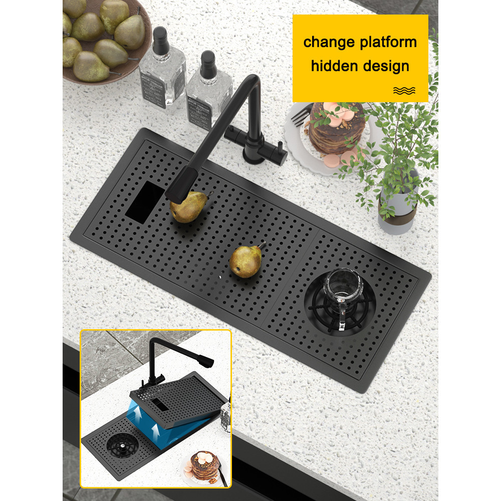 Hidden black Nano 304 Kitchen Sink Single Bowl Bar Small Size Stainless ...