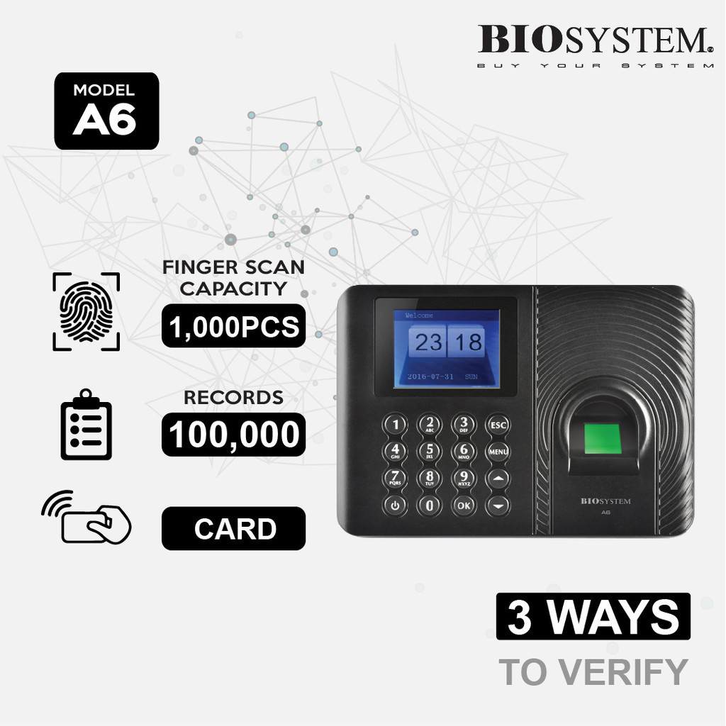 Biosystem A6 FINGERPRINT SCANNER & TIME ATTENDANCE SYSTEM (SECOND GEN) | Shopee Malaysia