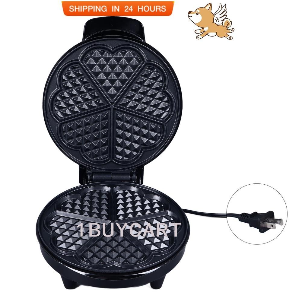 Buybest1 Temperature Control 1200W Waffle Maker Makes 5 Heart Shaped ...