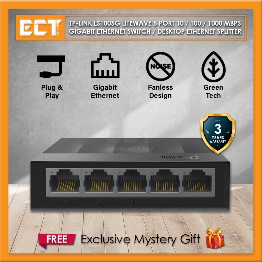 TP-Link LS1005G / LS1005 5-Port RJ45 Green Ethernet Desktop Switch with ...