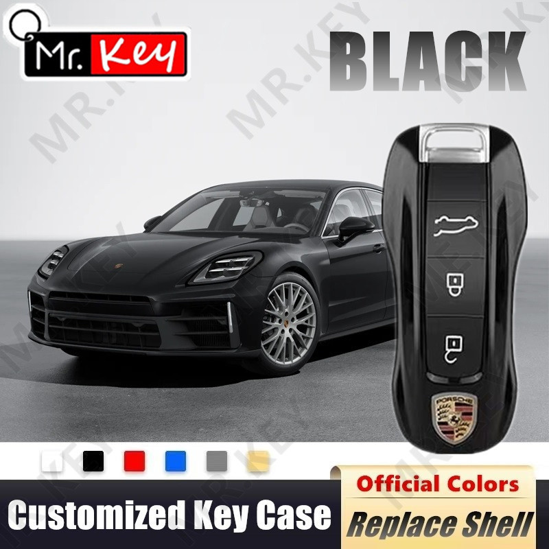 【Mr.Key】All Black Porsche Colored Key Housing For Panamera Cayman Macan ...