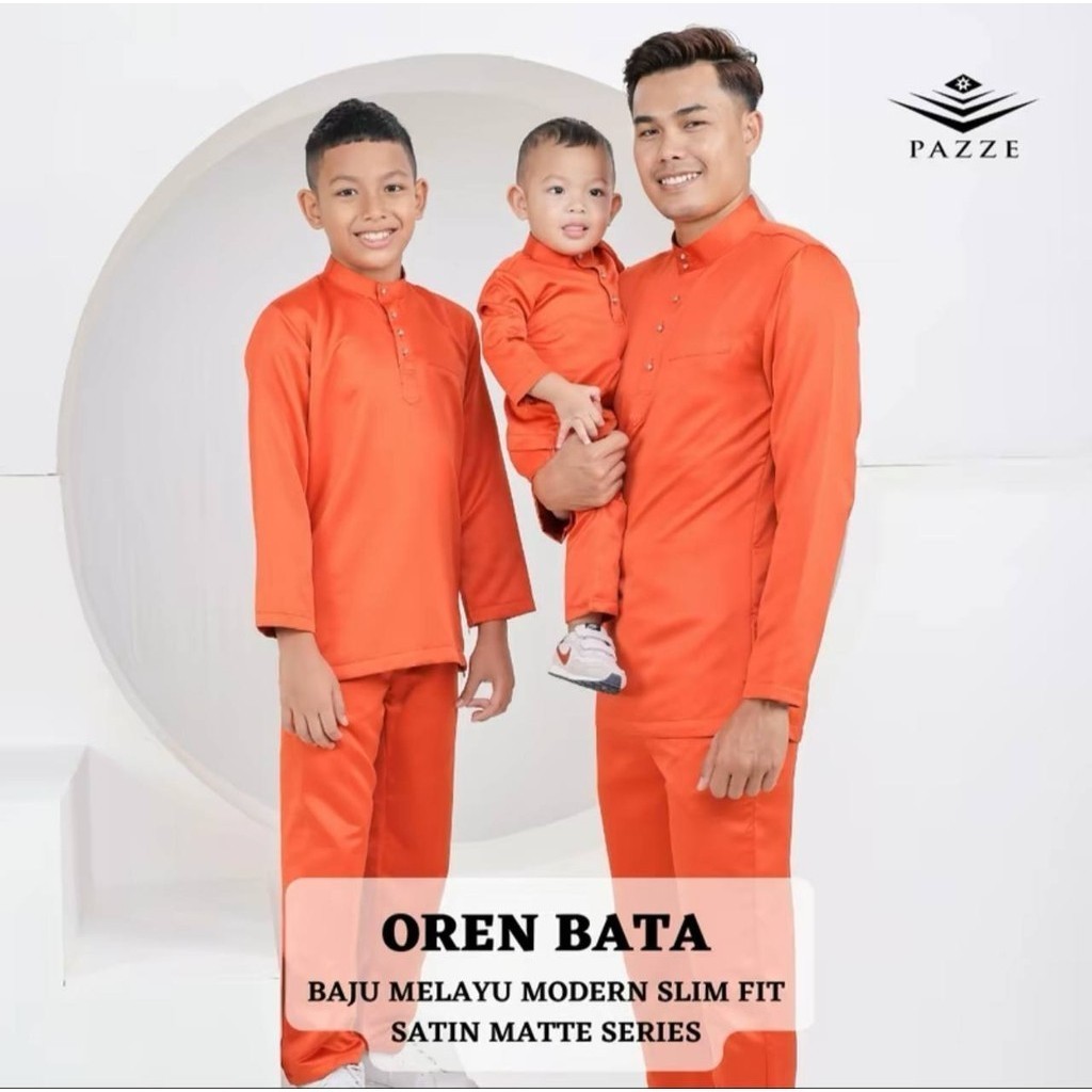 (👨‍👦Sedondon Set) Oren Bata Baju Melayu Modern Slim fit + 🎁 Free Butang ...