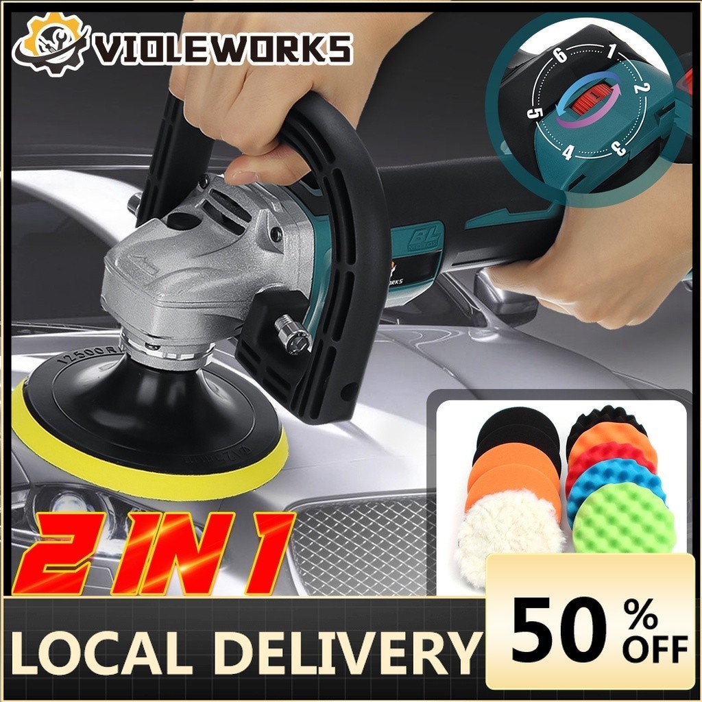 6 Speed 588VF 2 In 1 Cordless Angle Grinder Car Polisher Brushless ...