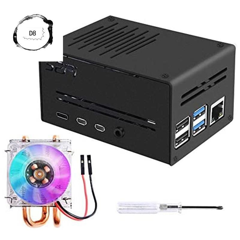 for Raspberry Pi 4 Metal Case with Fan, fpr Raspberry Pi Low-Profile CPU Cooler, Horizontal Ice ...