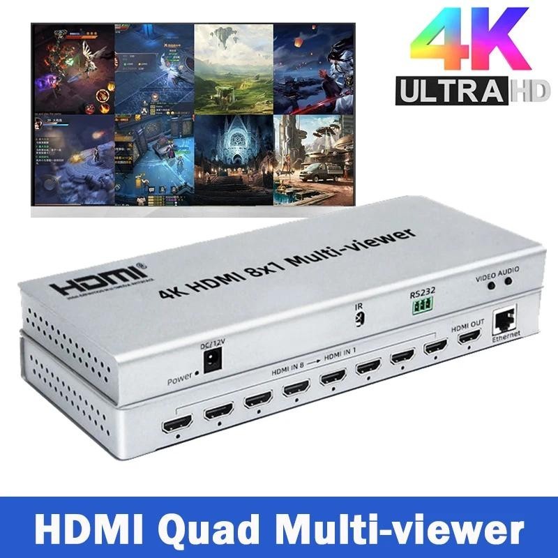 4K HDMI Multi-viewer Switch 8x1 HDMI 8 Channel Video Seamless Switch ...