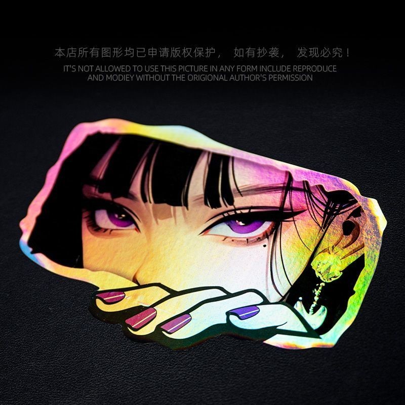 Two-dimensional Anime Car Sticker Eyes Laser JDM Girl Electric Car ...