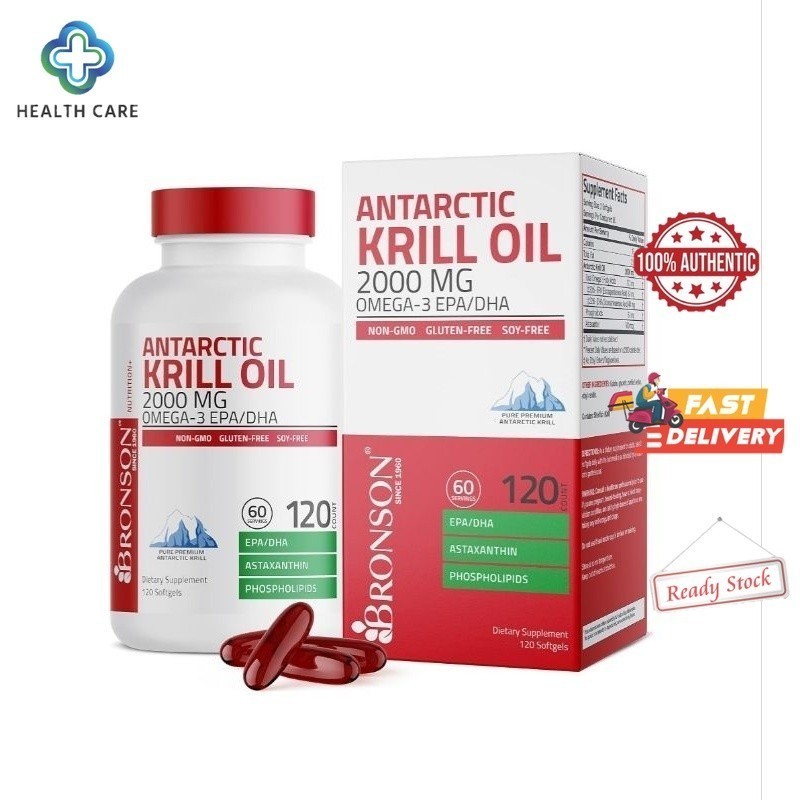 Bronson Antarctic Krill Oil 2000 mg with Omega-3s EPA, DHA, Astaxanthin and Phospholipids 120 ...