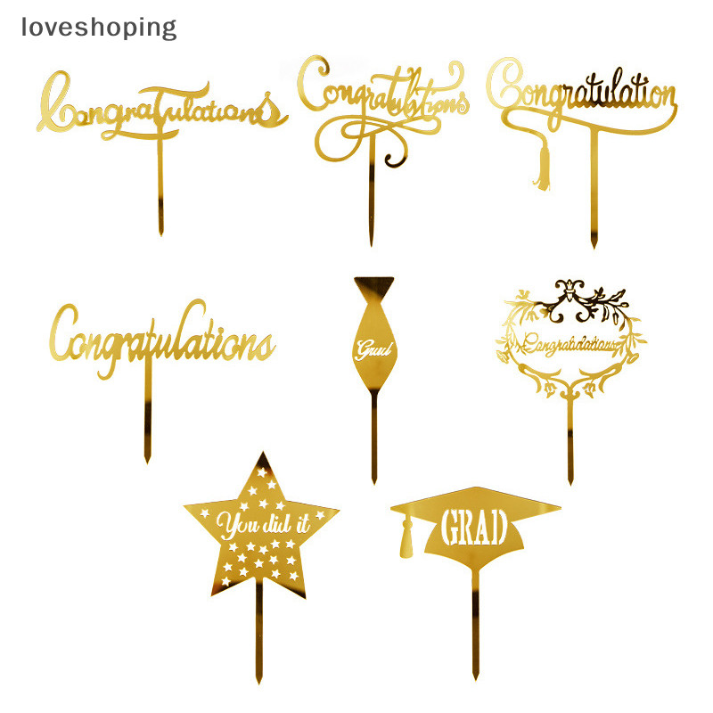 [loveshoping] Gold Congratulations You Did It Grad Cake Topper