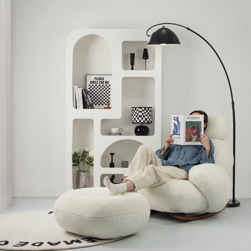 Nordic Online Influencer Cute Small Sofa Single Rocking Chair Cream ...