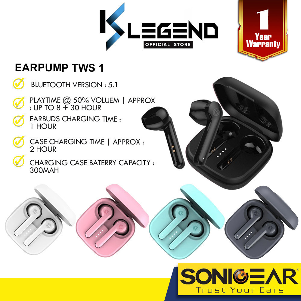 SonicGear Earpump TWS 1 (2021) True Wireless Stereo Earphone Bluetooth ...