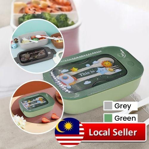 Plastic Lunch Box With Spoon Fork Lunchbox Bento Food Container Picnic ...