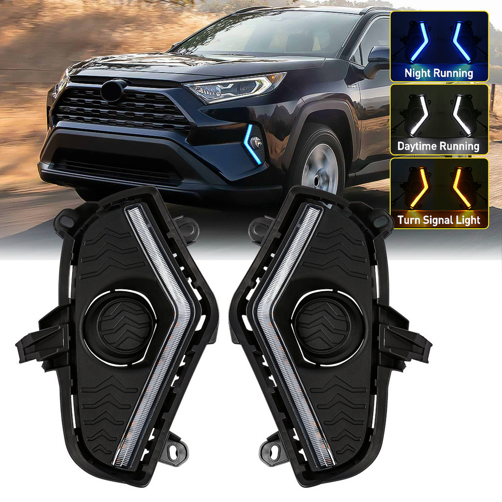 Car Front Bumper LED Daytime Running Light 3 Colors DRL Fog Lamp For Toyota RAV4 2019 2020 2021 ...