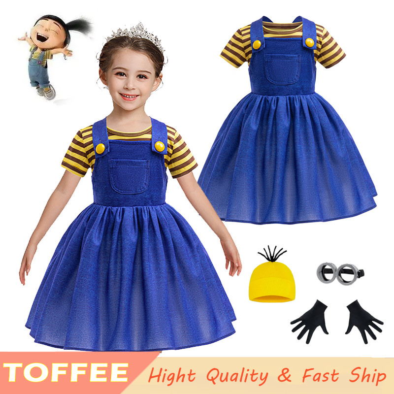 Minion Agnes Stripe Denim Dress For Kids Girl Despicable Me 2 Halloween ...