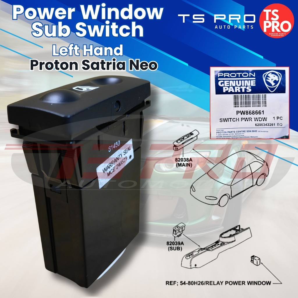 Proton Satria Neo Genuine Left Hand Power Window Sub Switch Suis ...