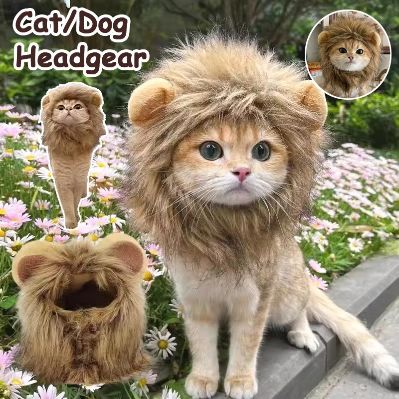 Cute Pet Headgear Cat Lion King Headdress Funny Dog Disguise Hat Cat ...