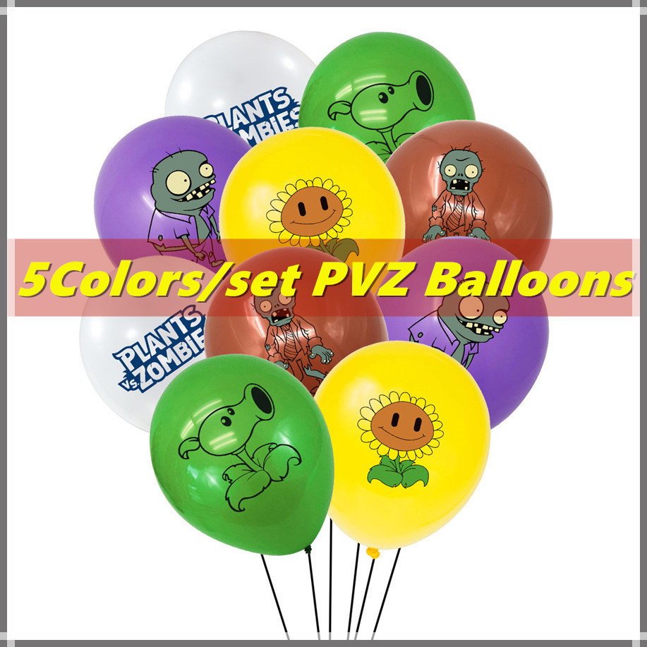 Game Plants vs. Zombies Balloons 5Pcs/set 12inch Cartoon Latex Balloons ...