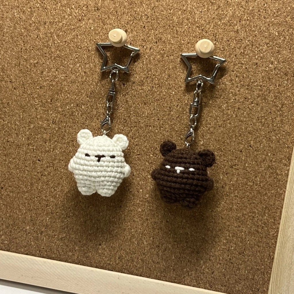 Finished Mini Bear Wool Crochet Pendant Couple Style Weaving Gift ...