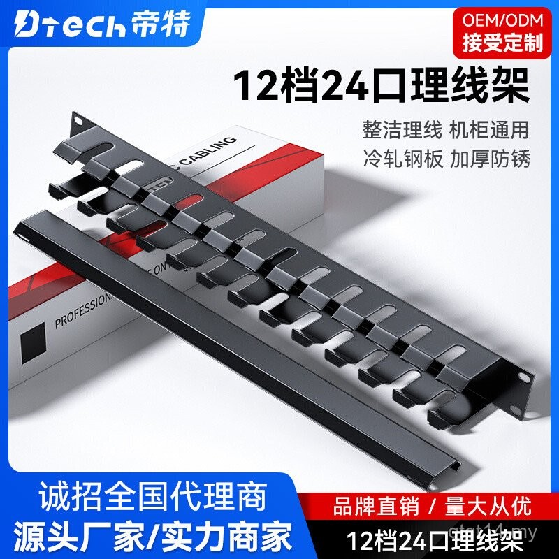 Dite 1U Rackmount Network 12-Bay Metal Cable Organizer 19-Inci 24-Port ...