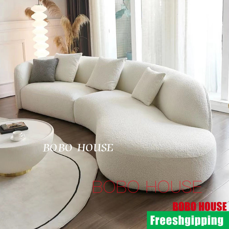 Simple Modern Curved Sofa With Handrails Arc Shaped Living Room Small ...