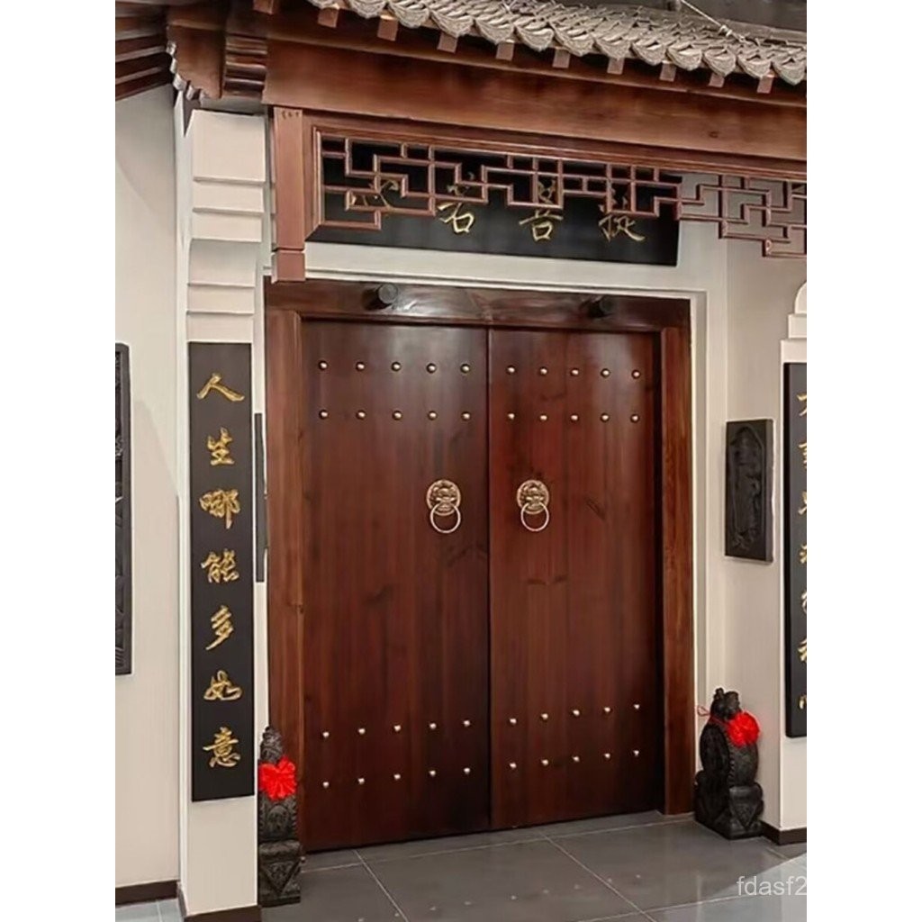 Solid Wood Chinese Antique Gate Courtyard Villa Wall Gate Temple Temple ...