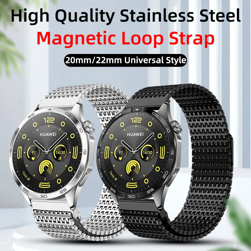 20mm 22mm Stainless Steel Watchband Magnetic Loop Strap Quick Release ...