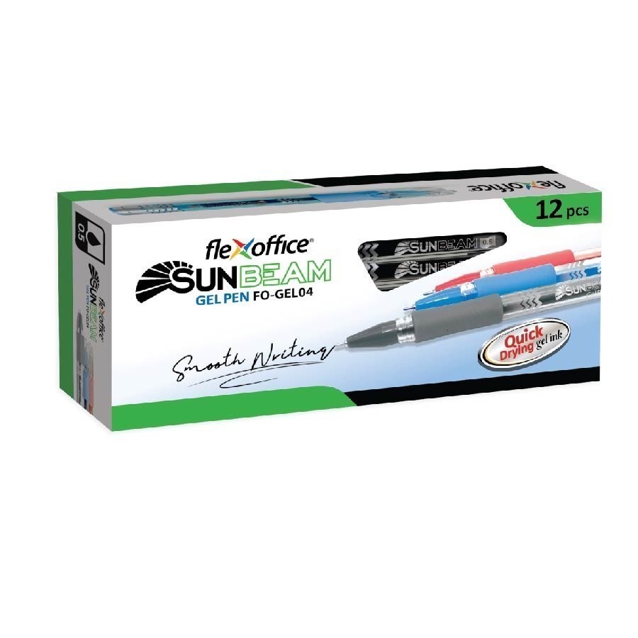 FlexOffice Sunbeam 0.5 Stick Gel Pen - Black/Blue/Red (Box of 12) FO ...