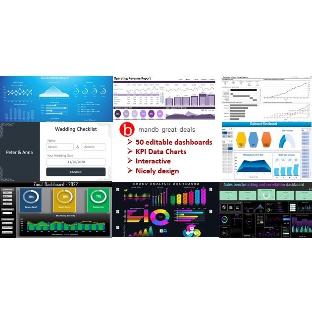 JGD 50 editable interactive & creative dashboards | Excel | Template ...