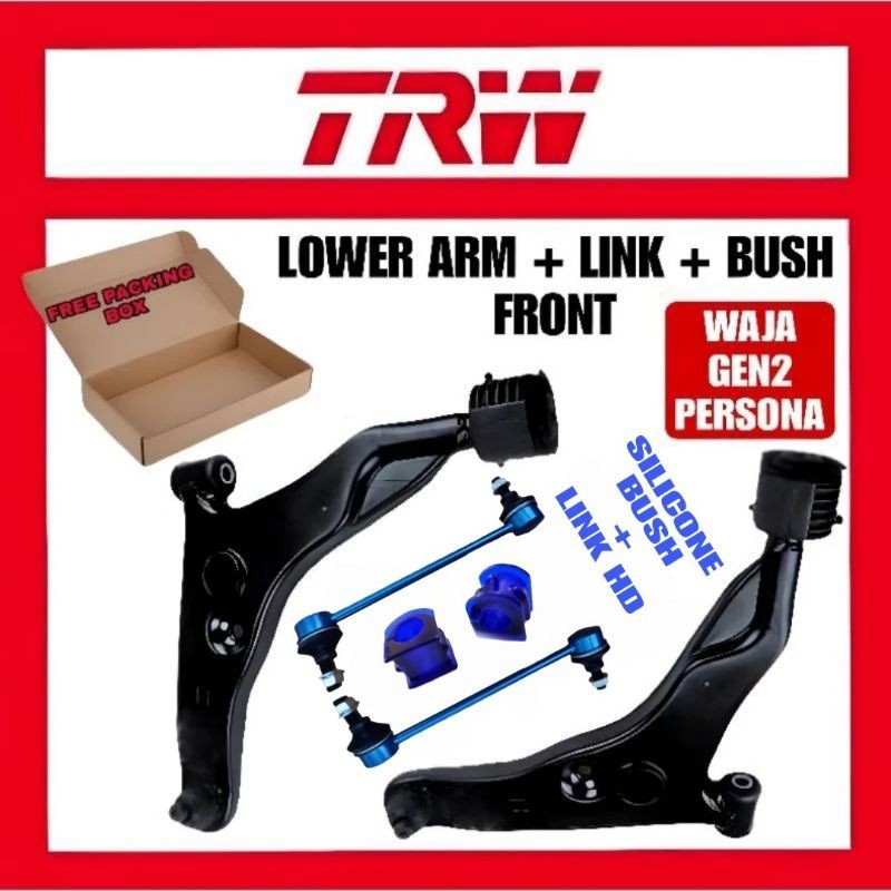 PROTON WAJA GEN2 PERSONA TRW LOWER ARM FRONT + LINK + BUSH SILICONE TRW ...