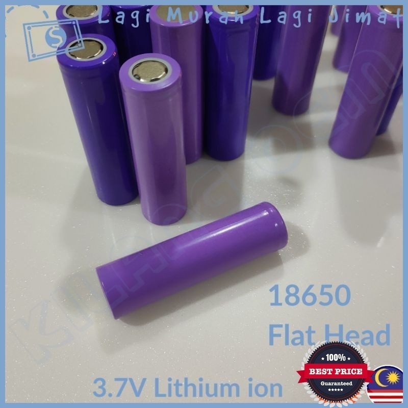 Purple color 1pcs x Real 18650 3.7V Flat Head Lithium LITHIUM-ION Fan ...