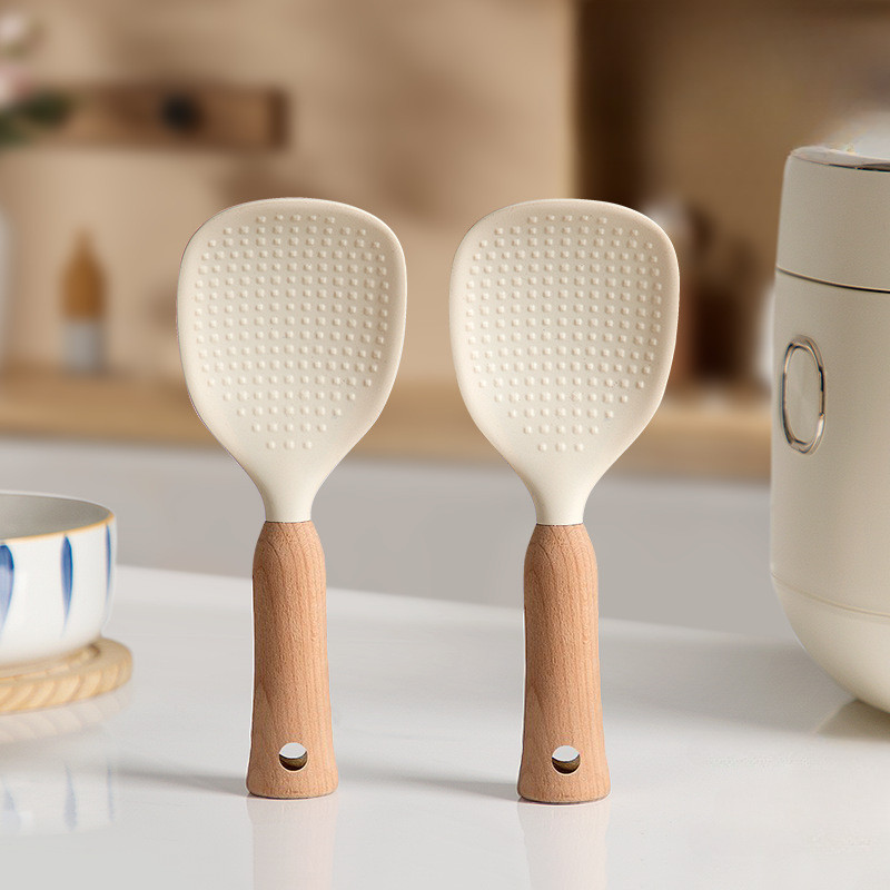 HERA Can Stand Silicone Rice Scoop Spoon Non Stick Soup Sauce Paddle ...