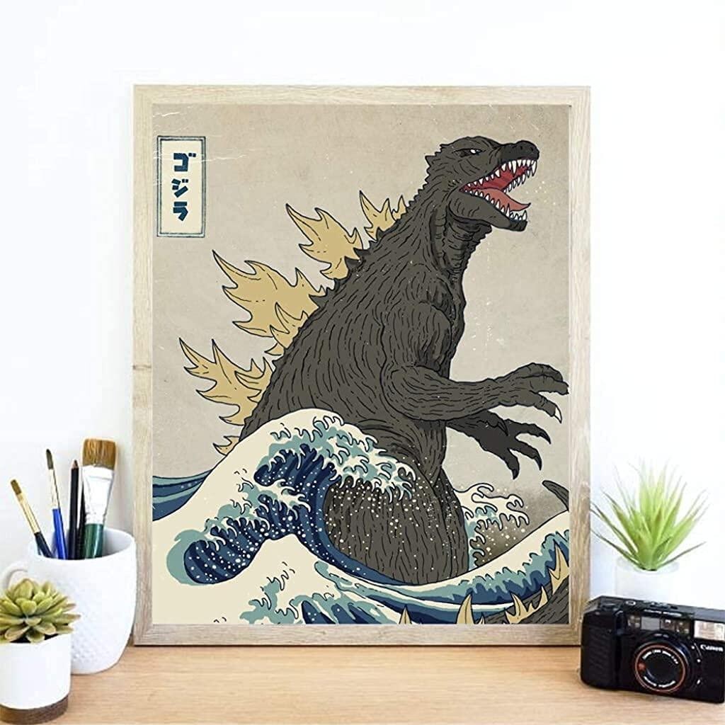 Sharp Shirter Awesome Godzilla Poster Japanese Print Retro Decor for ...