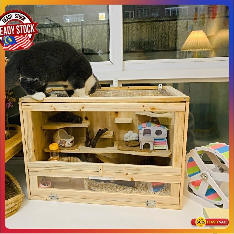 Wooded Hamster Cage large Nest sangkar hamster Climbing Frame Wooden ...