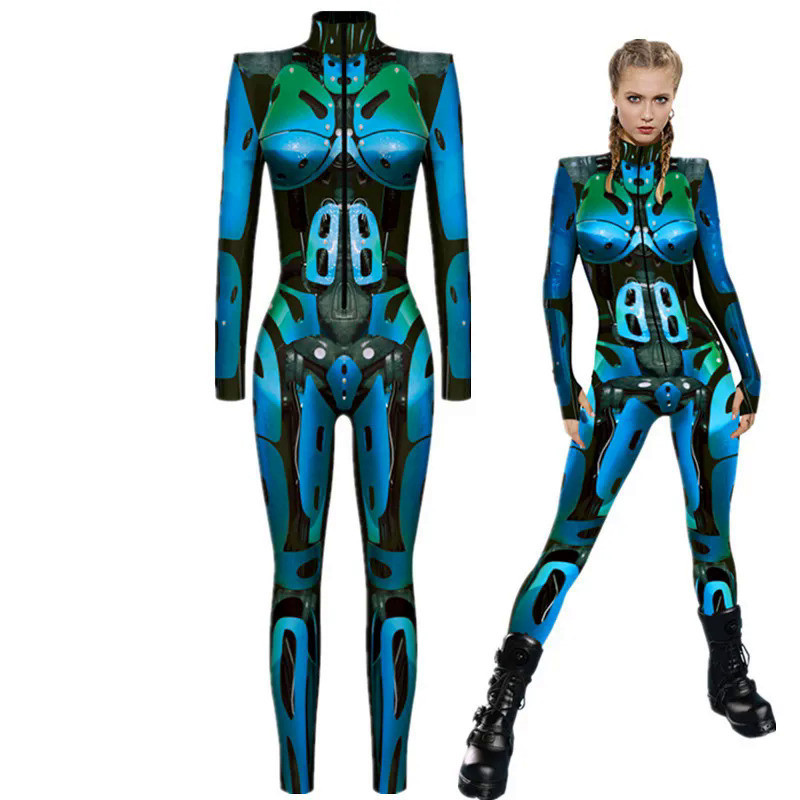 Halloween Futuristic Technology Cosplay Costume Women Kids 3D Print ...