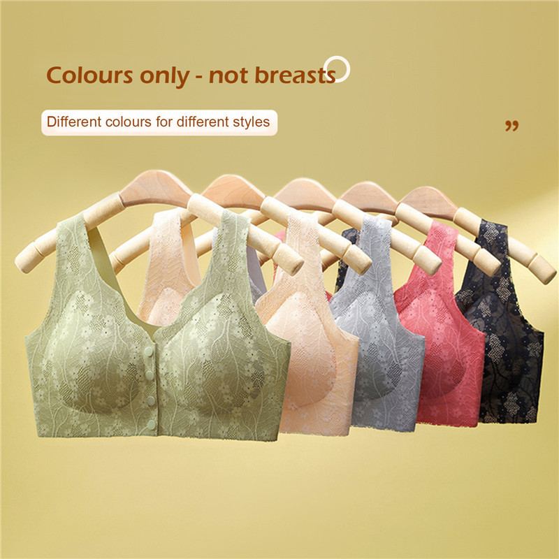 Large Size Thin Front Button Bra Women'S Thin Lace Wireless Vest Bra ...