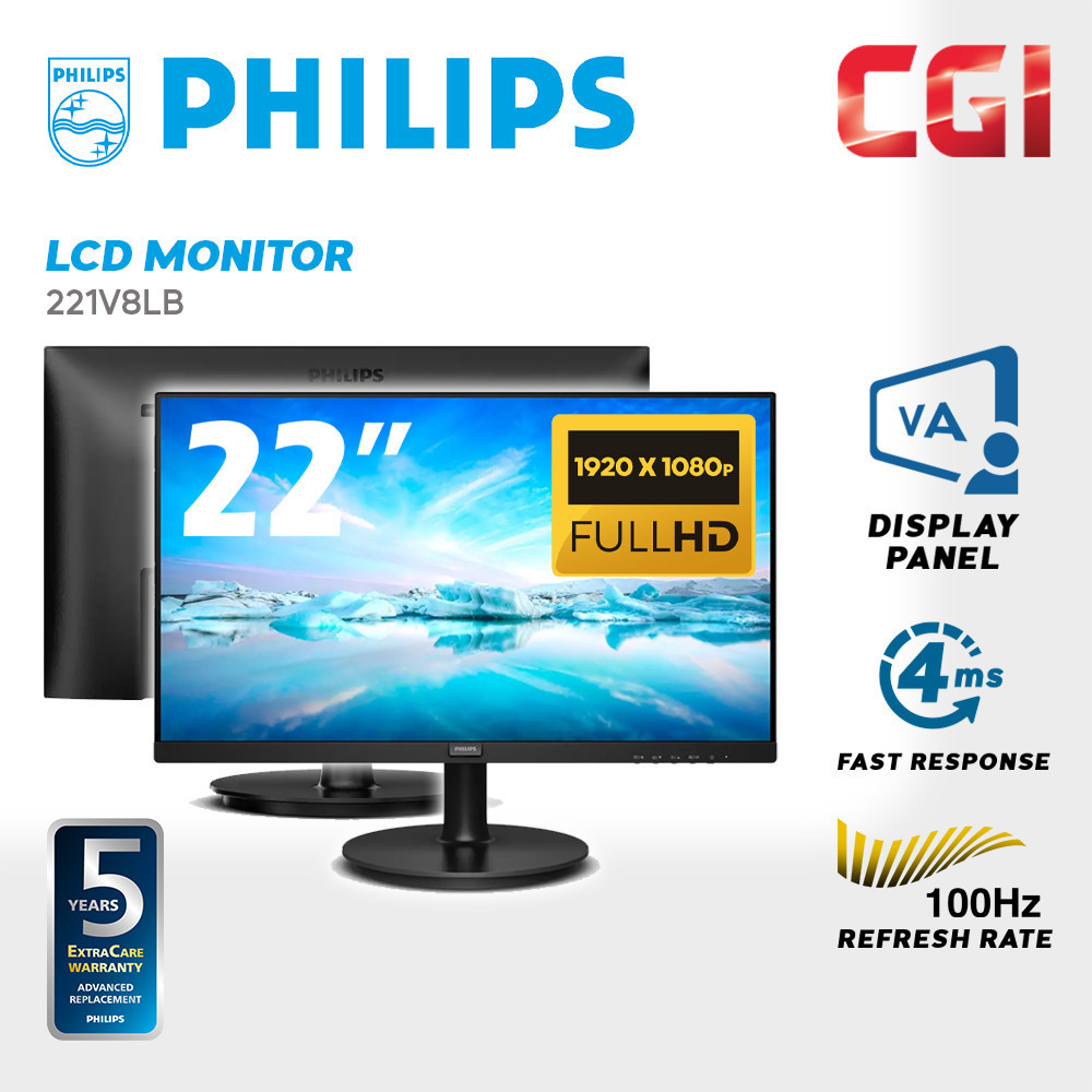 Philips 21.5" 221V8LB VA FHD Adaptive Sync 100Hz 4ms Monitor | Shopee ...