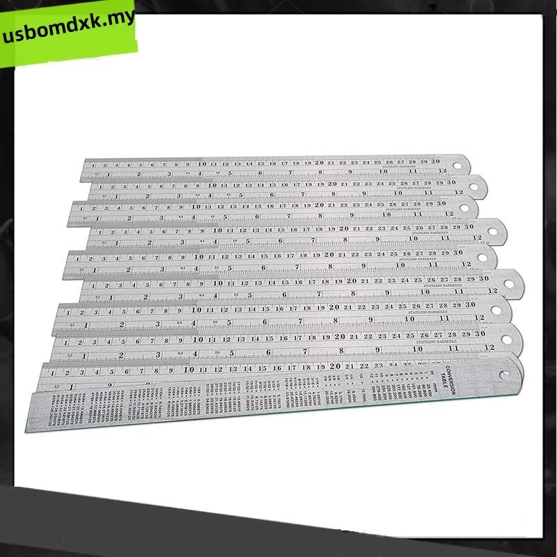 Stainless Steel Ruler 10-Pack - Measuring Set of 12-Inch/30cm Metal ...