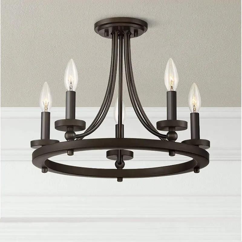 American Chandelier Iron Art Candle Living Room Lamp Simple Personality ...