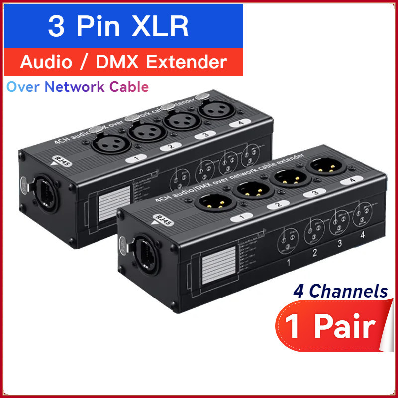 1 Pair XLR Audio Ethernet Extender over Rj45 Cat6 to 330ft 4-Ch 3 Pin ...