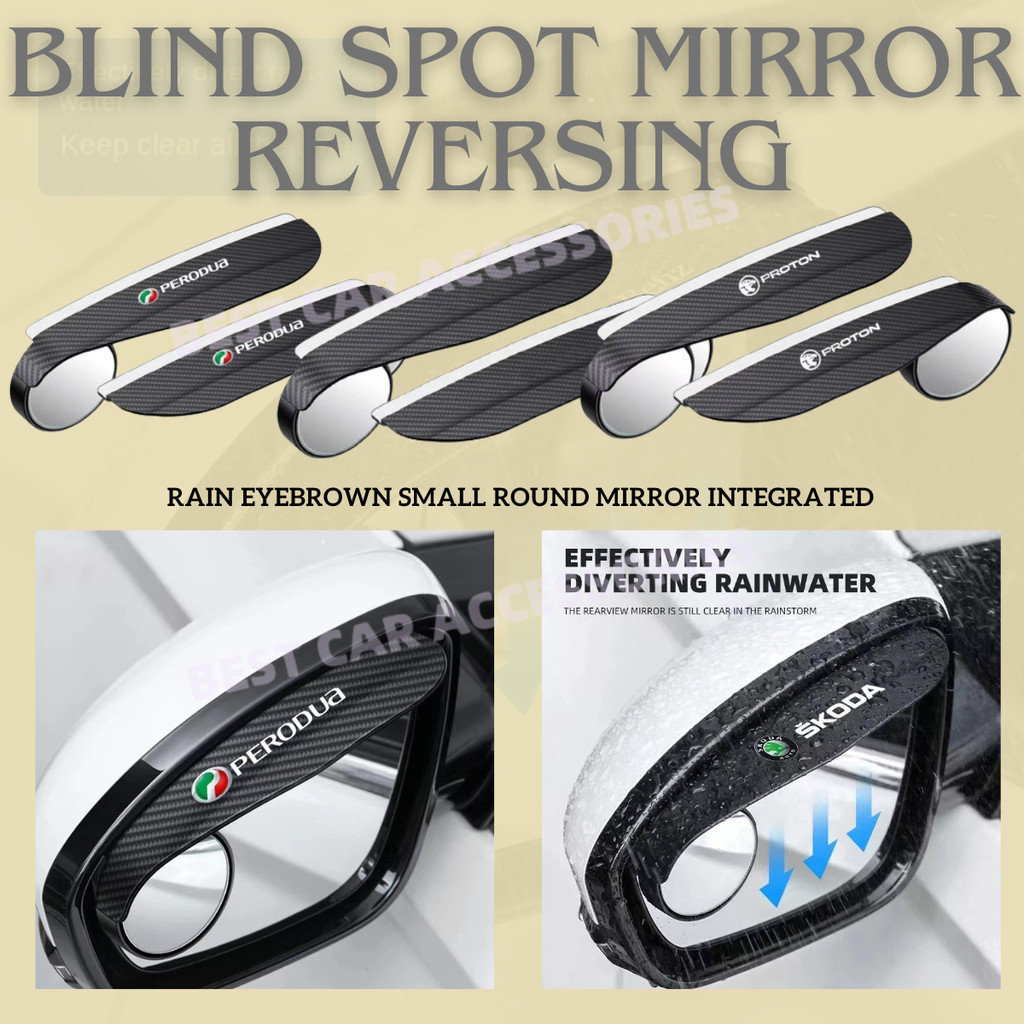 CAR SIDE MIRROR VISOR rear view Rain Eyebrow Visor Carbon Fiber Look ...