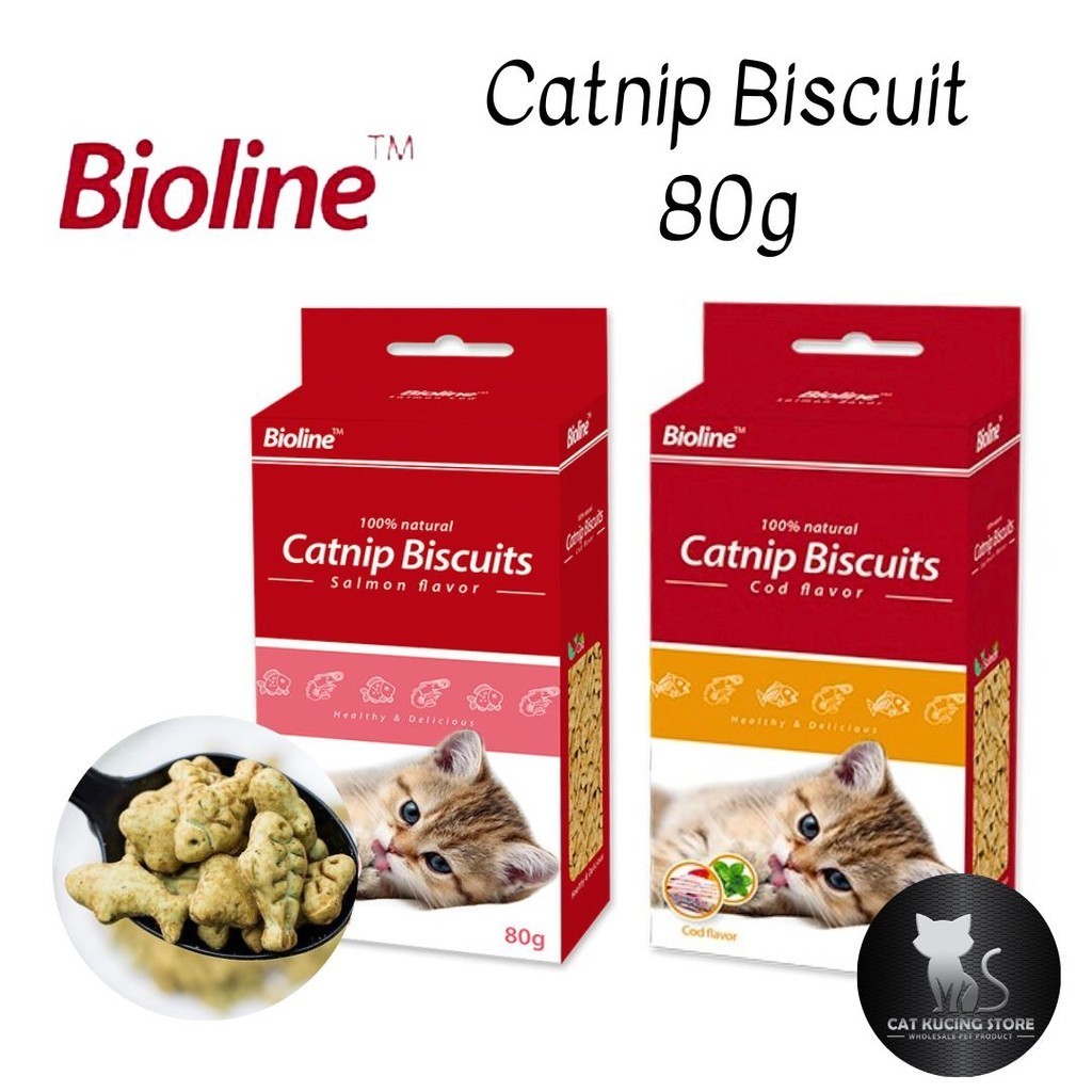Bioline Catnip Biscuit Fish Shape Treats For Cats 80g (Pet Snacks ...