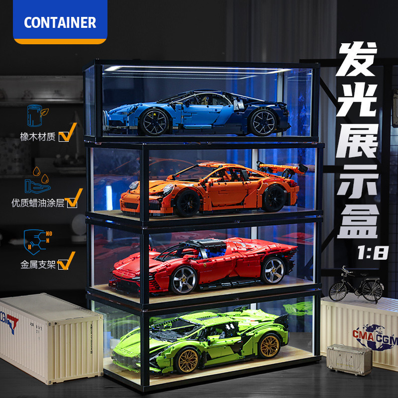 Ready Stock Lego Ferrari sp3 Lafa Car Model Display Box with Light ...