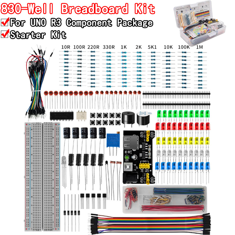 Electronic Components Kit Pack Starter DIY Project For Arduino R3 Common Capacitors Resistors ...